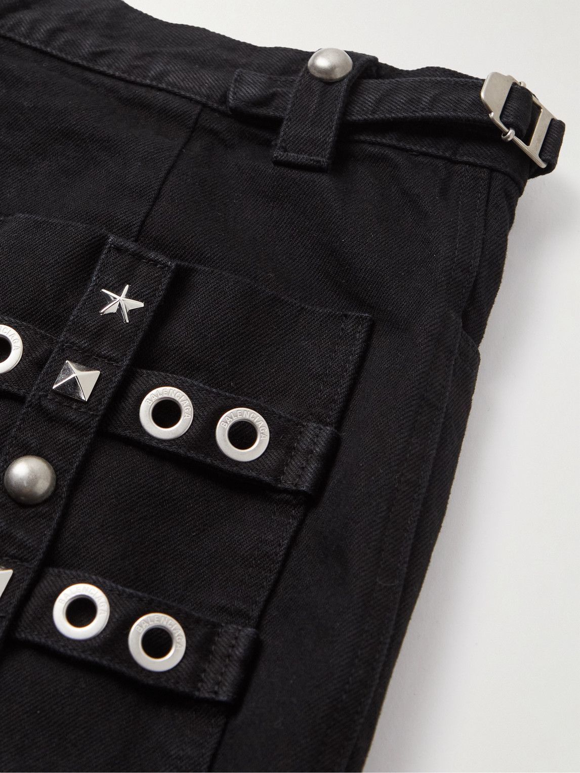 Balenciaga - Raver Wide-Leg Convertible Studded Jeans - Black Balenciaga