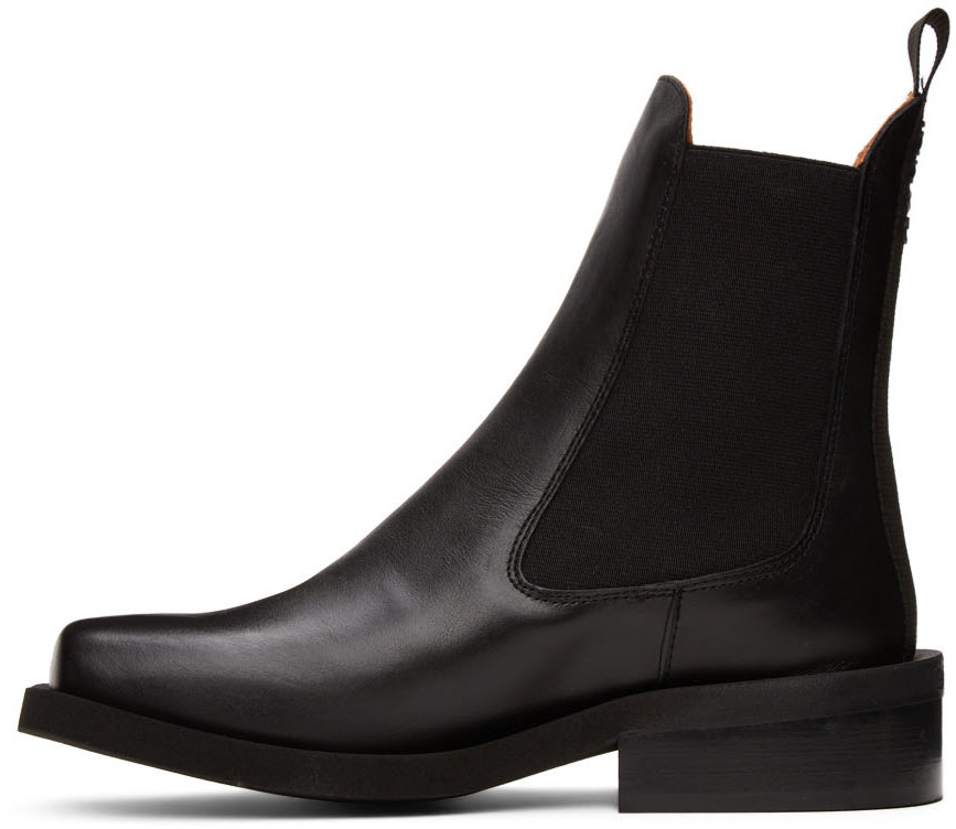 GANNI Black Square Toe Chelsea Boots GANNI