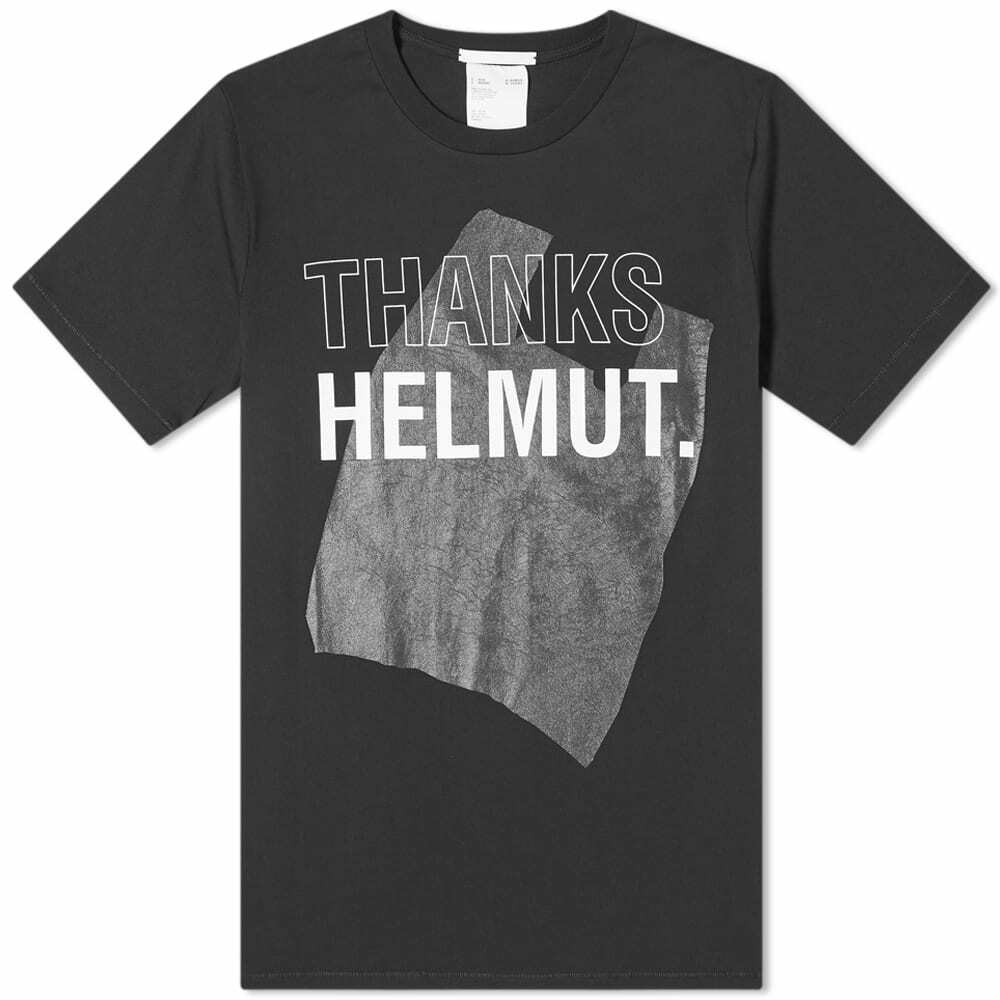 Helmut Lang Men's Logo Thanks Helmut T-Shirt in Basalt Black Helmut Lang