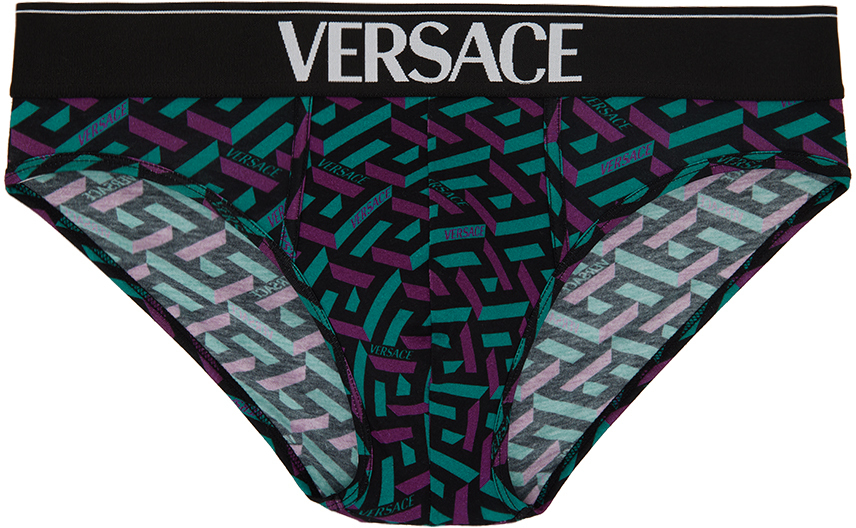 Versace Underwear Black 'La Greca' Briefs Versace Underwear