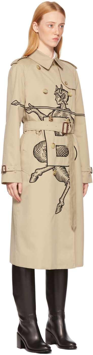 Burberry SSENSE Exclusive Beige Mythical Alphabet Embroidered Exploded Motif Trench Coat Burberry