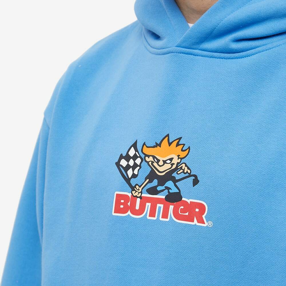 Butter Goods Men's Racing Logo Hoody in Lake Blue Butter Goods