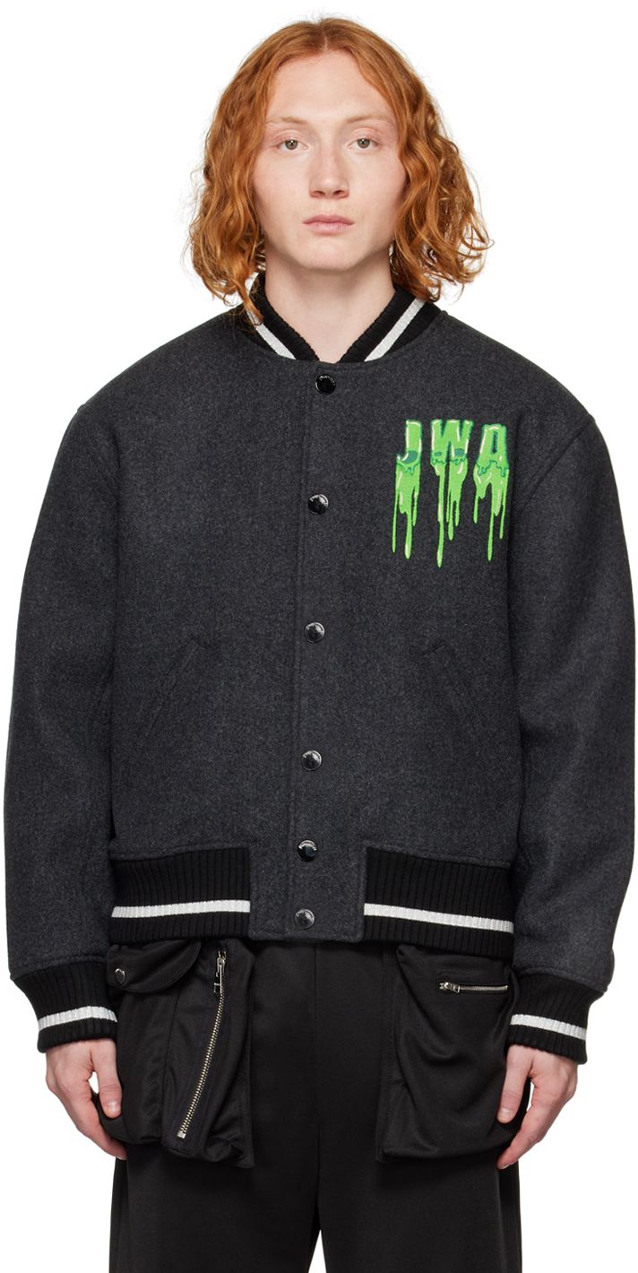 JW Anderson Gray Varsity Bomber Jacket JW Anderson