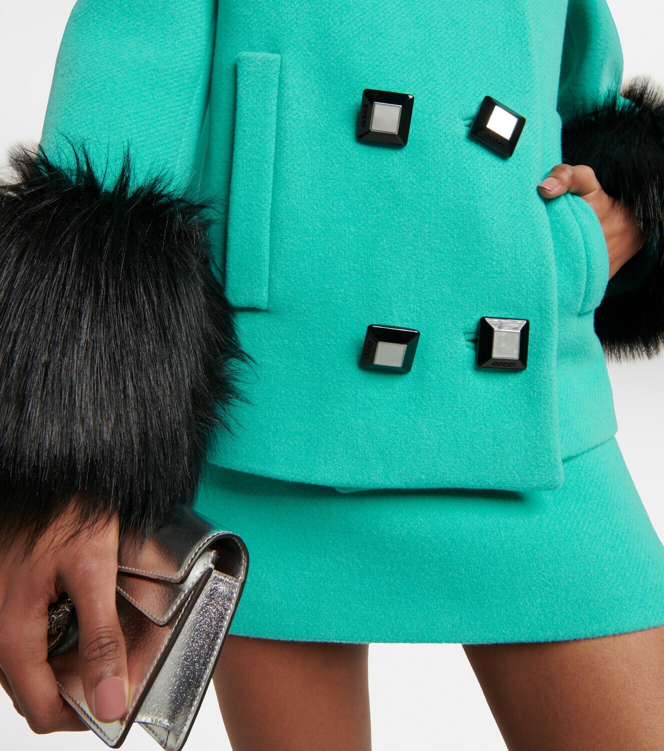 Gucci - Faux fur-trimmed wool-blend jacket Gucci