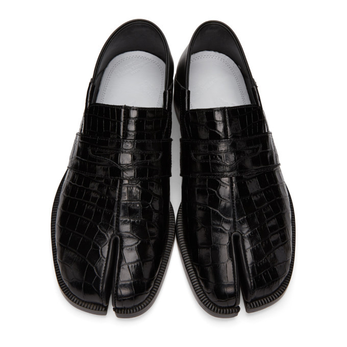 Maison Margiela Black Croc Tabi Loafers Maison Margiela