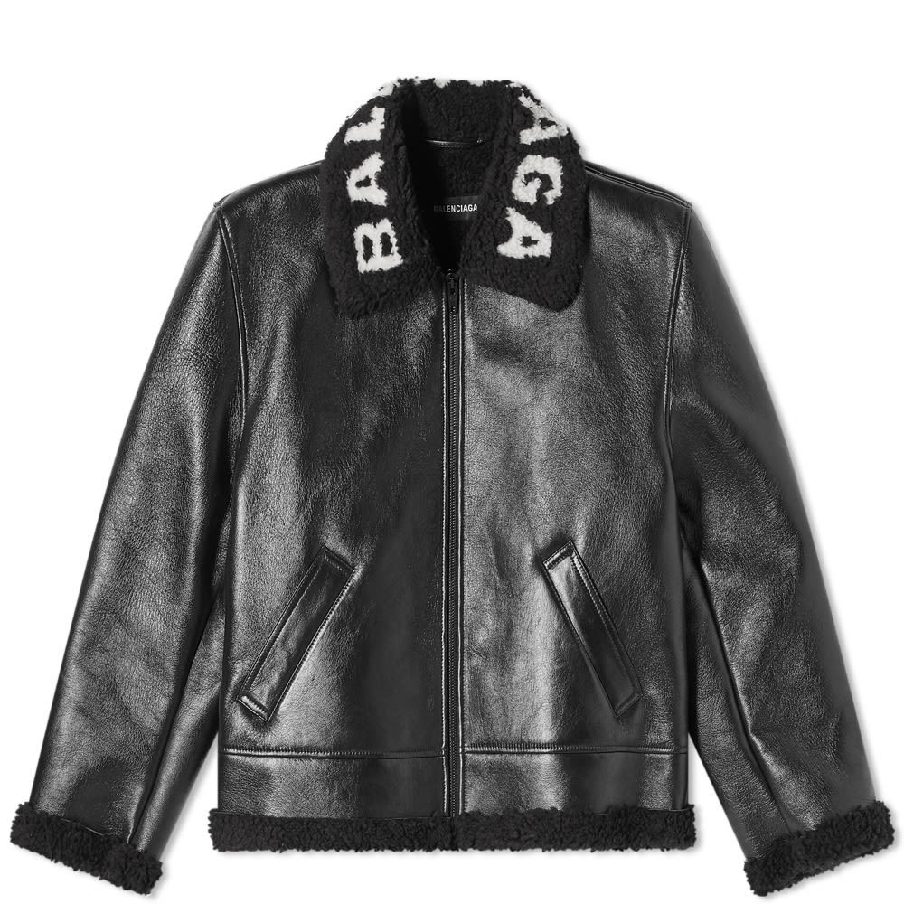 Balenciaga Collar Logo Shearling Jacket Balenciaga