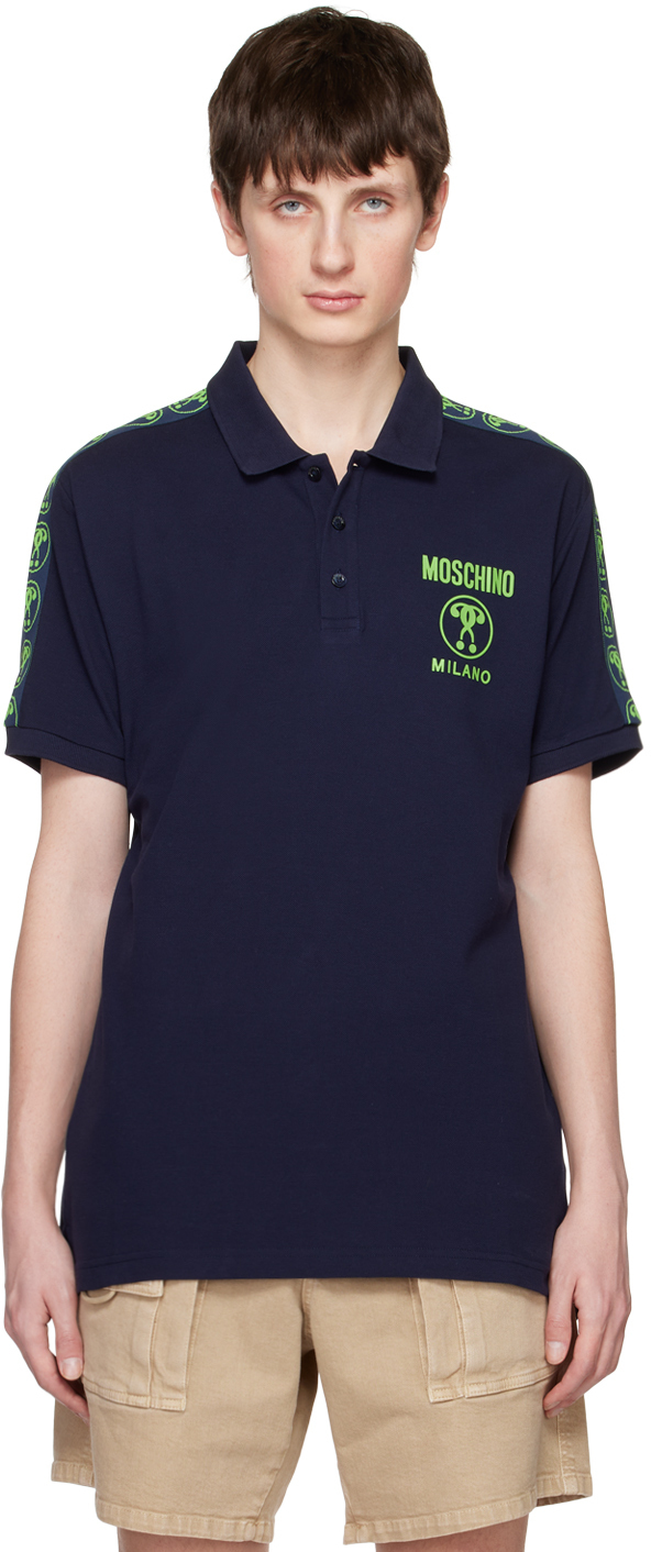 Moschino Blue Double Question Mark Polo Moschino