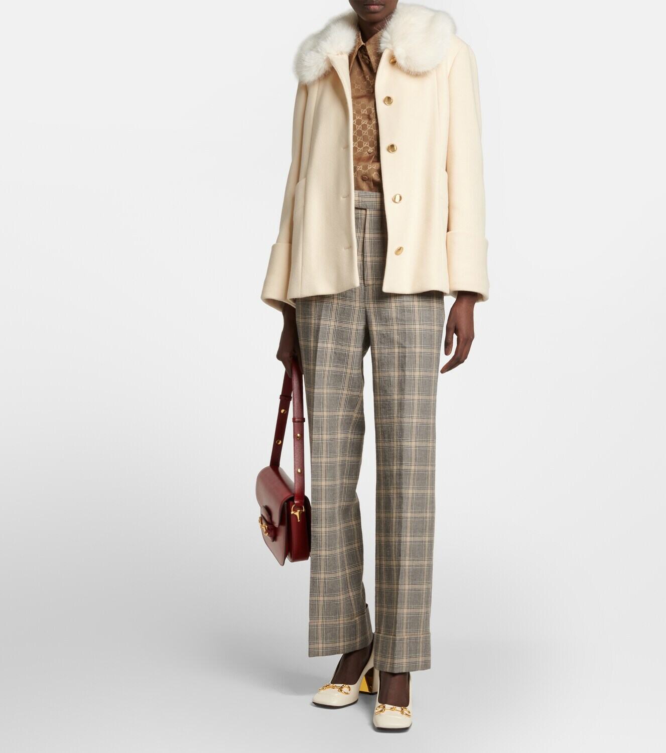 Gucci - Faux fur-trimmed wool jacket Gucci