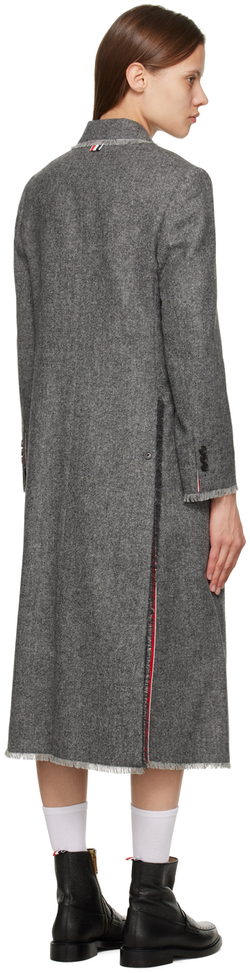 Thom Browne Gray Frayed Coat Thom Browne