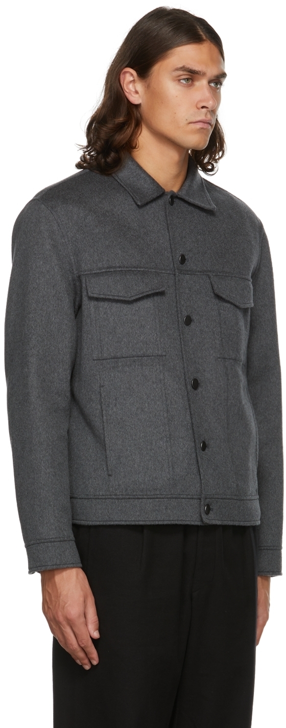 Theory Grey Wool Trucker Jacket Theory