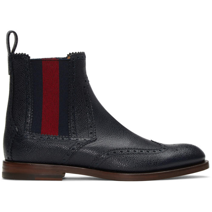 Gucci Navy Band Chelsea Boots Gucci