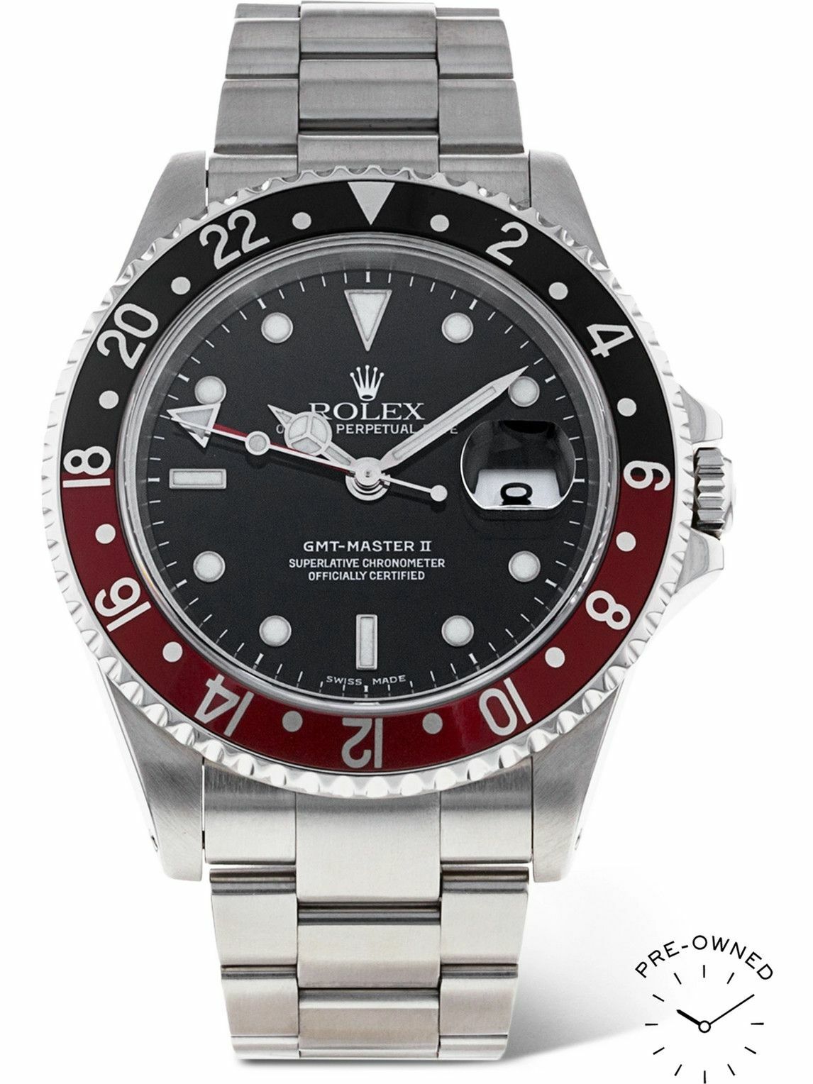 ROLEX - Pre-Owned 2001 GMT Master II Automatic 40mm Stainless Steel ...