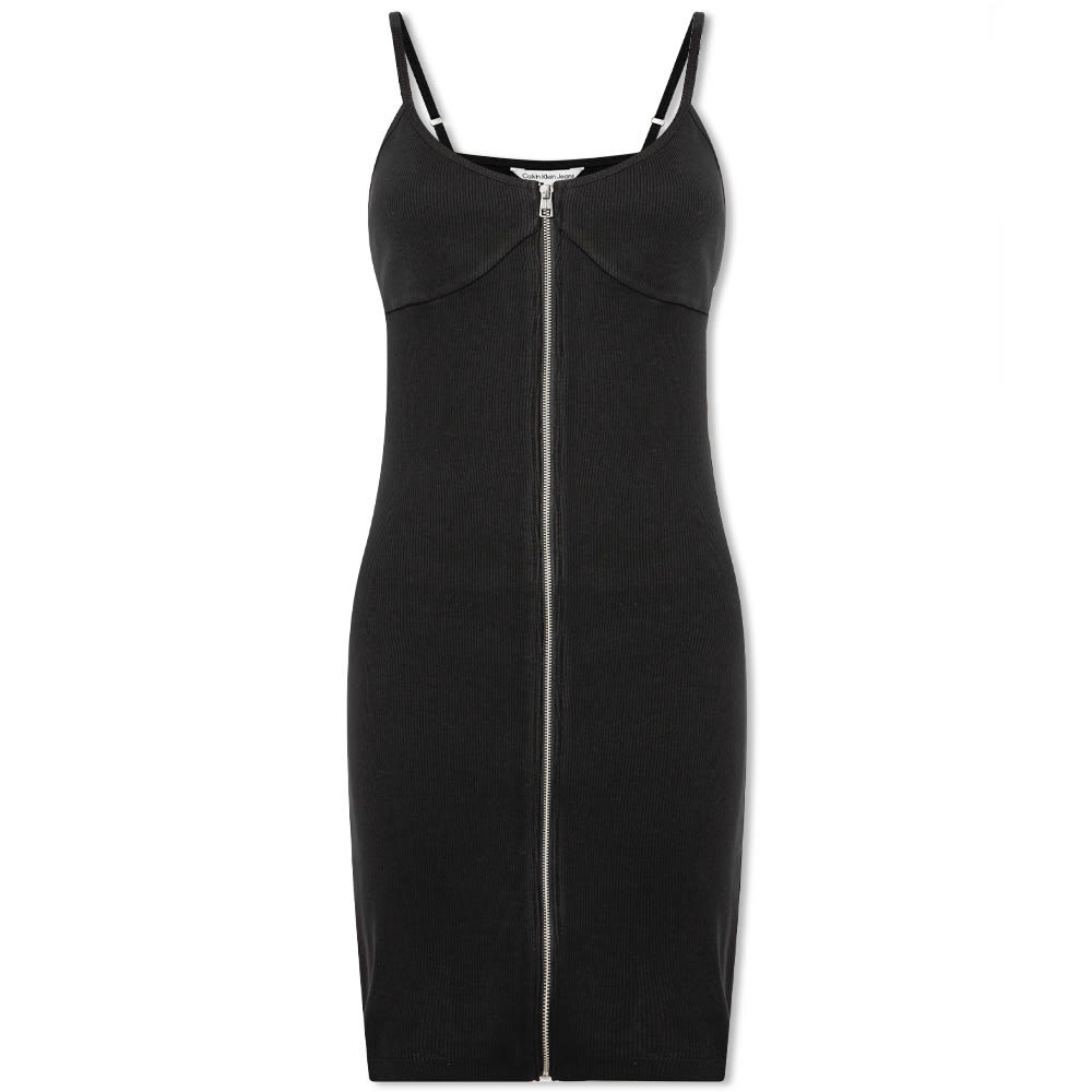 Calvin Klein CK Rib Zip Through Mini Dress Calvin Klein