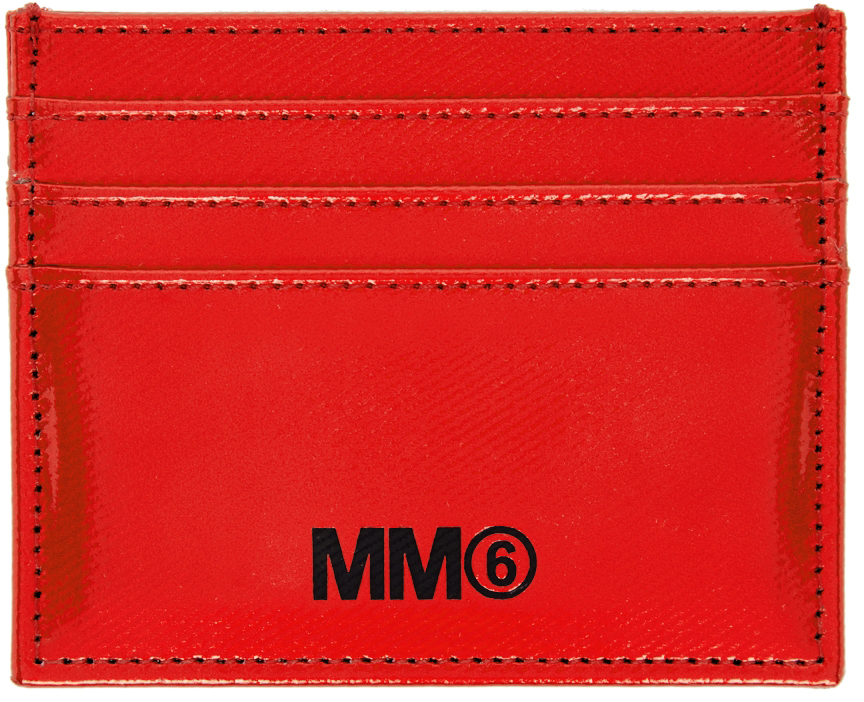 MM6 Maison Margiela Red Metallic Card Holder MM6 Maison Margiela