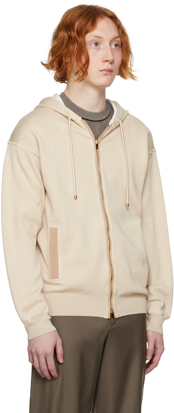 Agnona Beige Zip-Up Hoodie Agnona