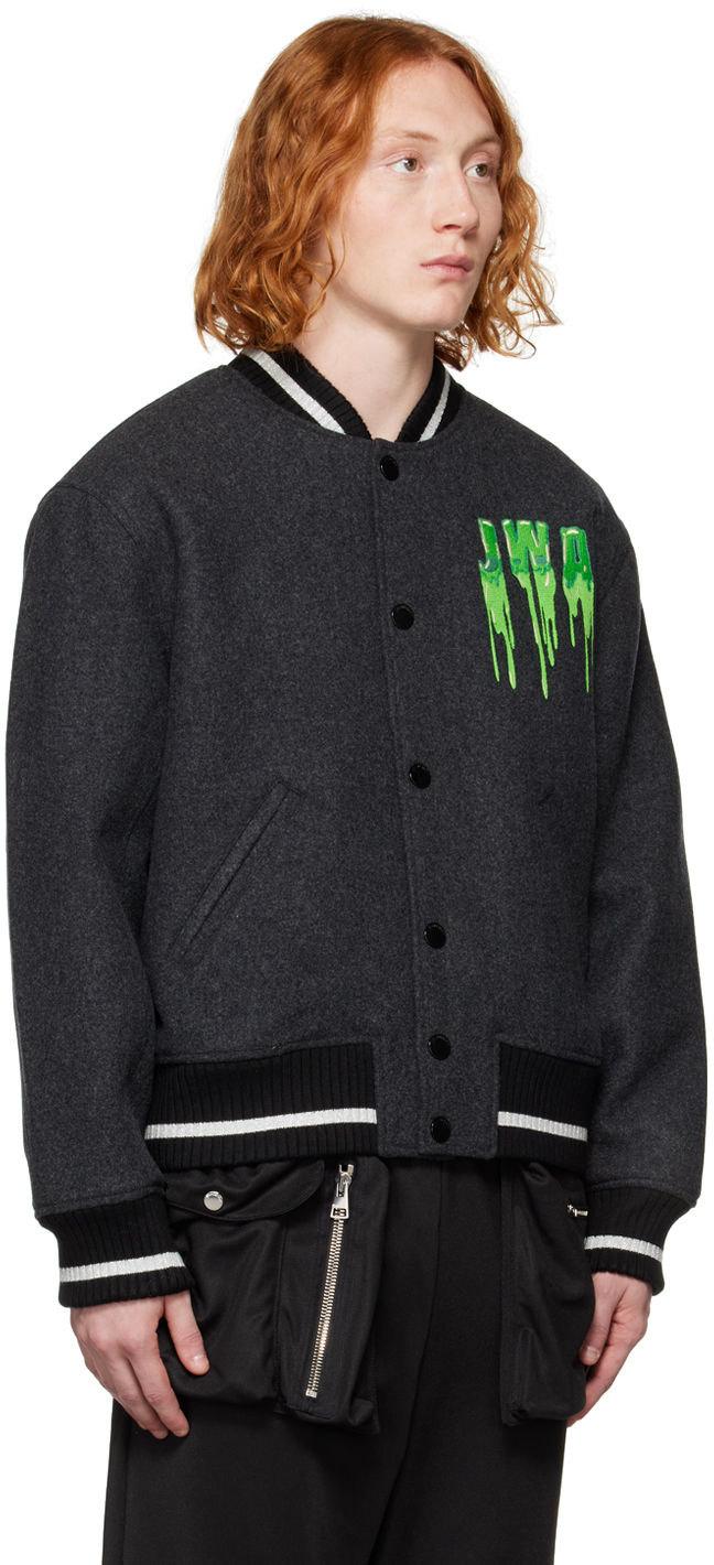 JW Anderson Gray Varsity Bomber Jacket JW Anderson