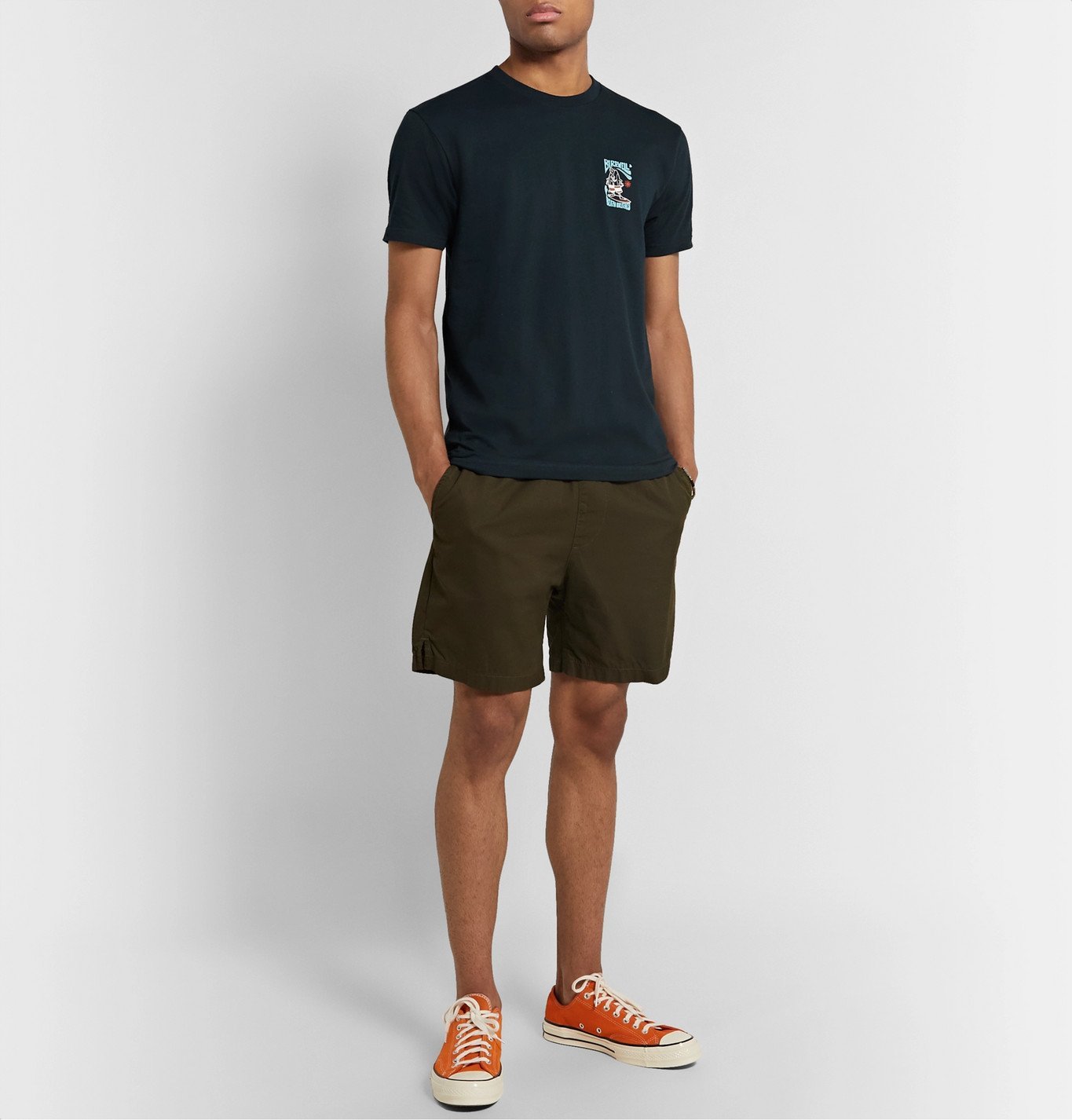 Birdwell - Logo-Print Cotton-Jersey T-Shirt - Blue Birdwell