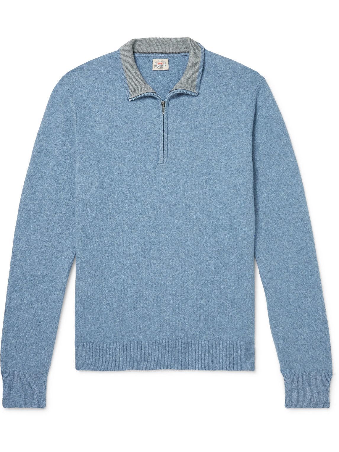 Faherty - Jackson Cotton-Blend Half-Zip Sweater - Blue Faherty