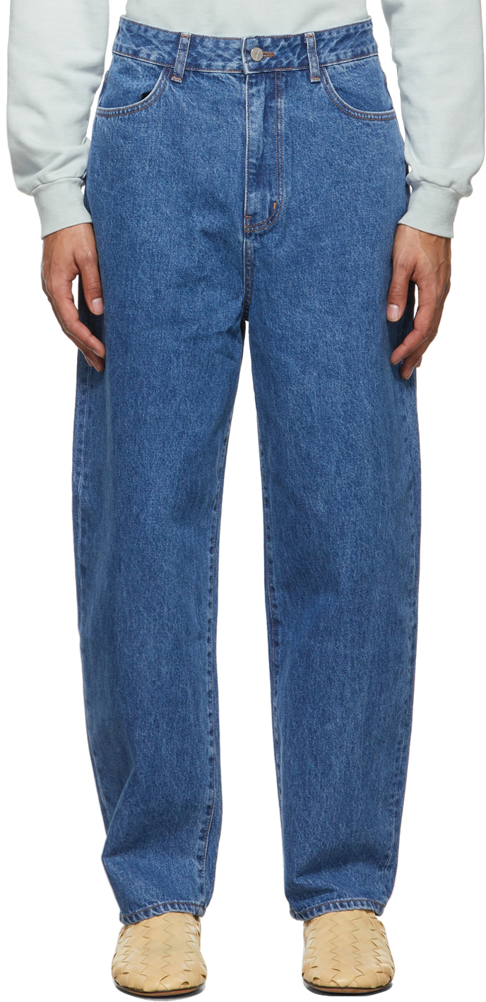 AMOMENTO Blue Recycled Cotton Round Jeans AMOMENTO