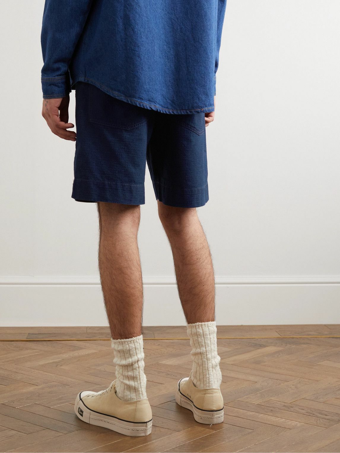 RRL - Army Unit Straight-Leg Cotton-Ripstop Drawstring Shorts - Blue RRL