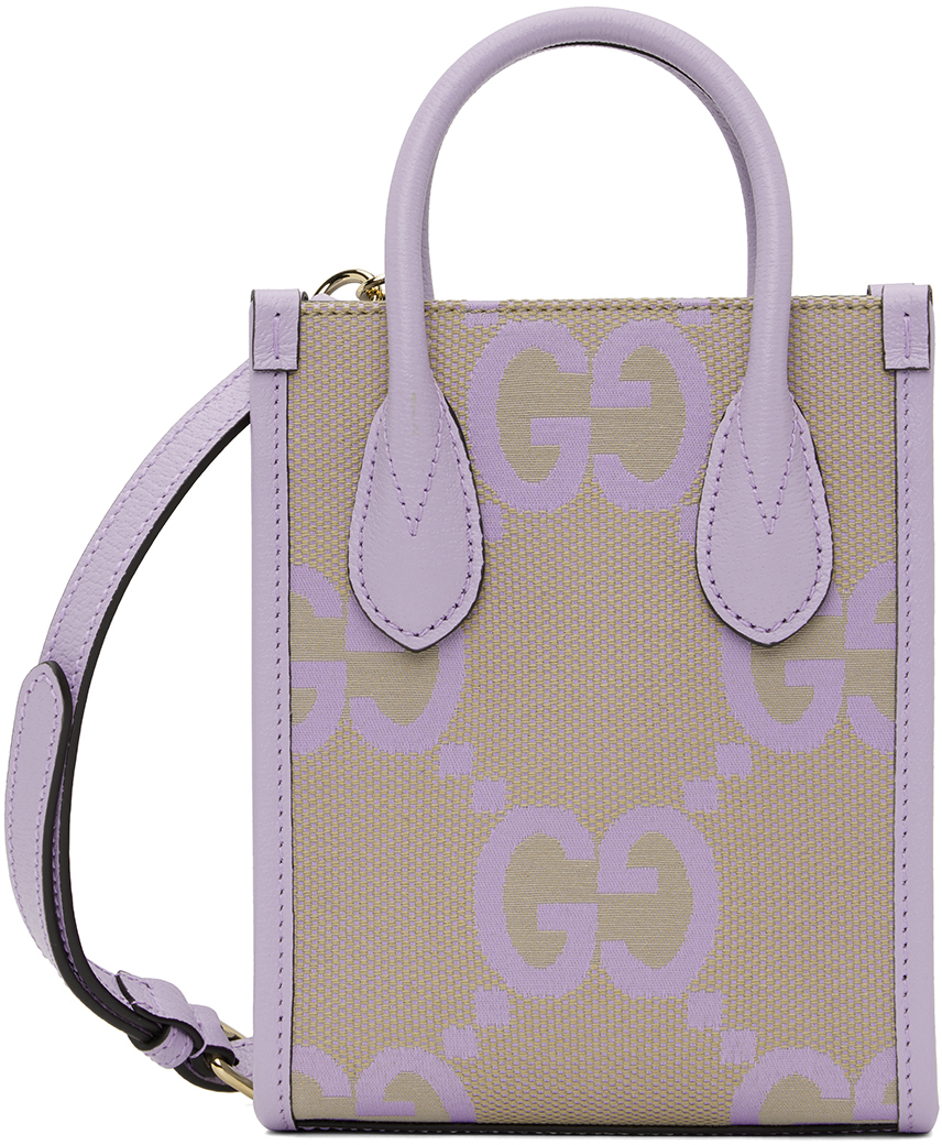 Gucci Beige & Purple Mini Jumbo GG Tote Gucci