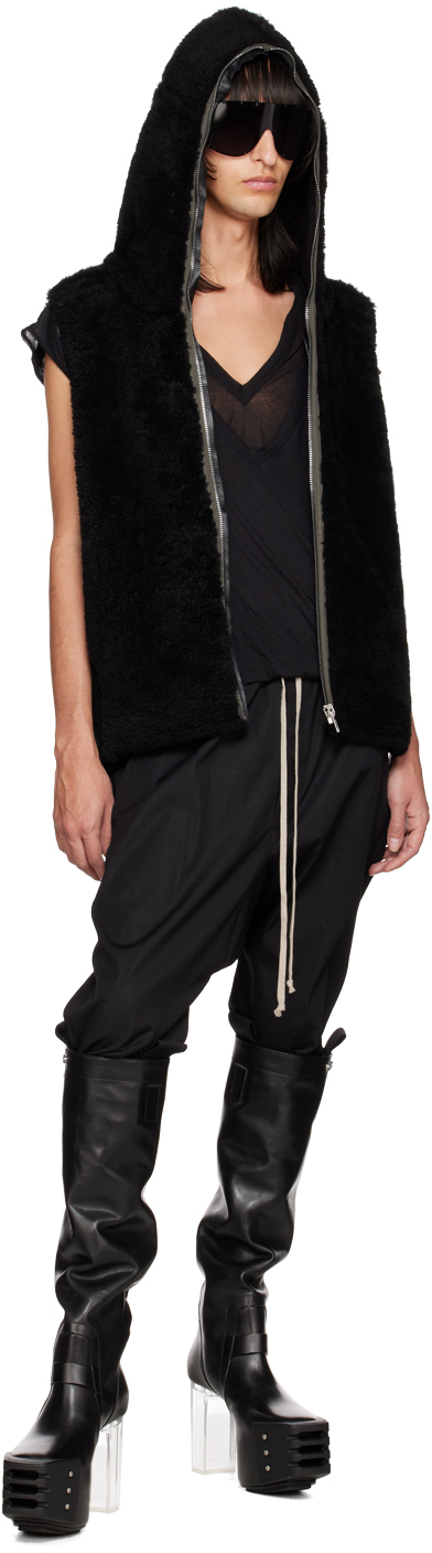 Rick Owens Black Gimp Shearling Vest Rick Owens