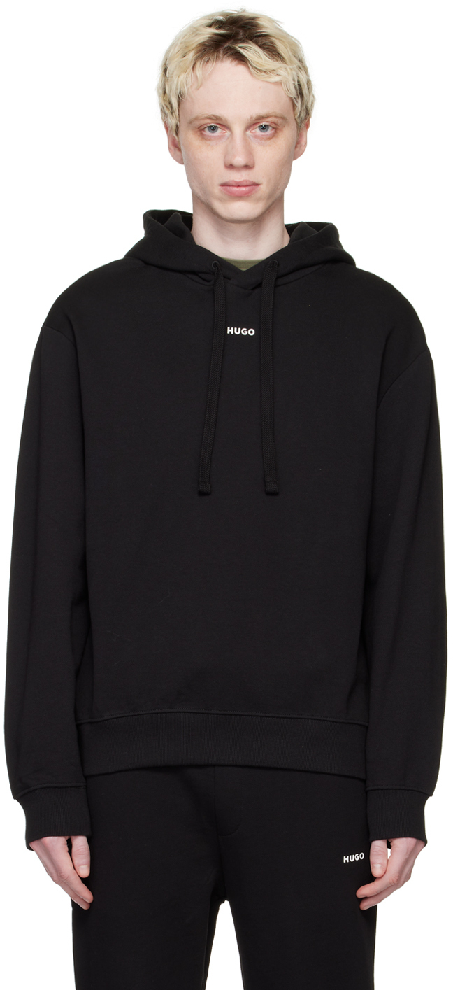 Hugo Black Drawstring Hoodie Hugo Boss