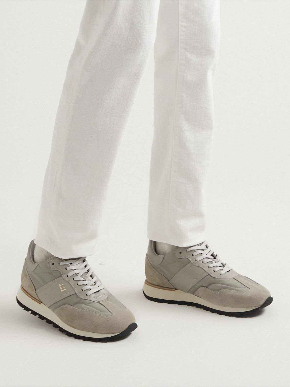 Dunhill - Legacy Runner Suede-Trimmed Leather and Nylon Sneakers - Gray ...