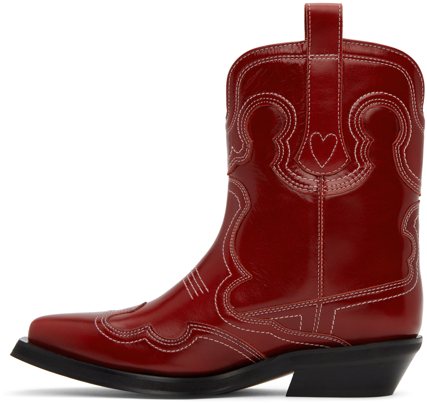 GANNI Burgundy Western Boots GANNI
