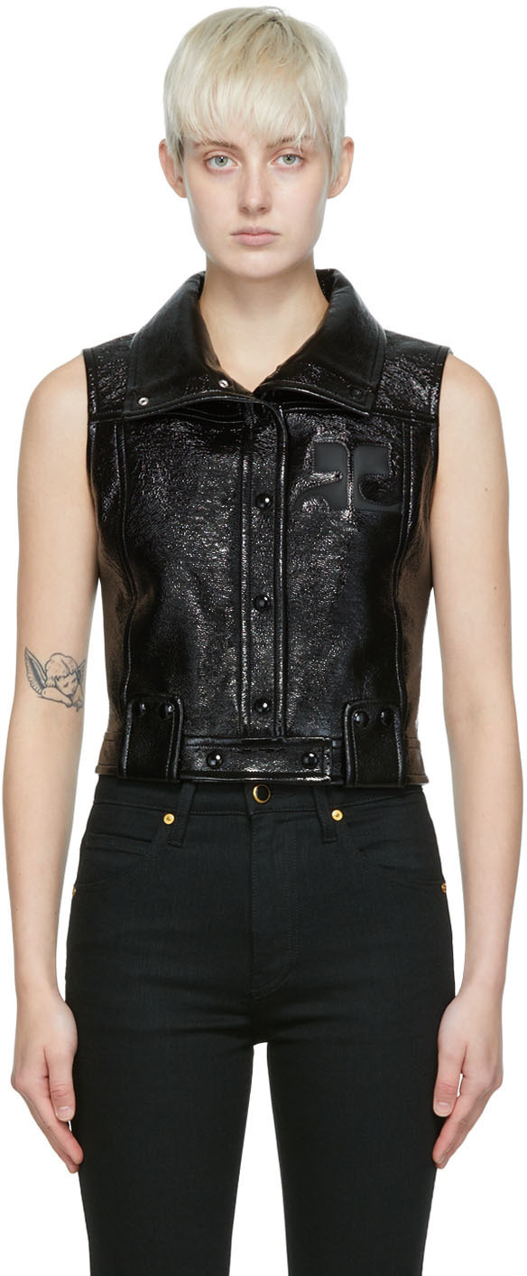 Courrèges Black Vinyl Vest Courreges