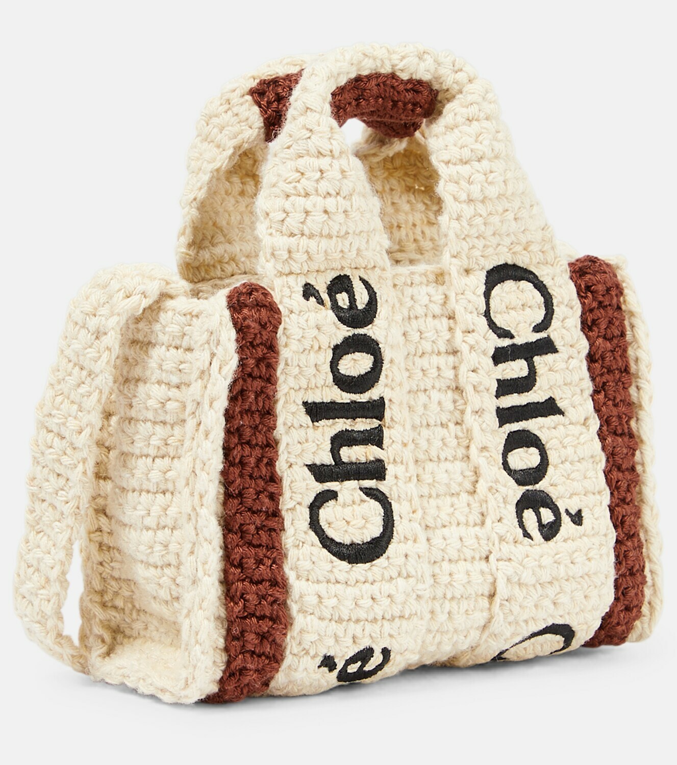 Chloe - Woody Mini crochet tote bag Chloe