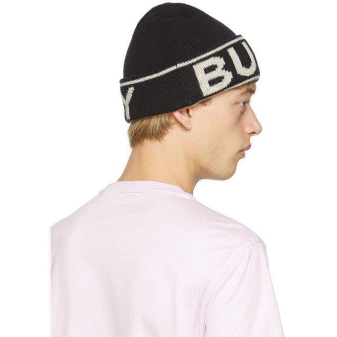 Burberry Black Cashmere Logo Beanie Burberry