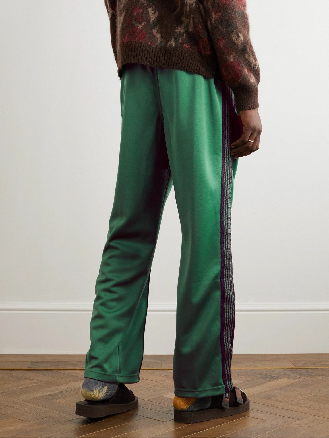 Needles - Straight-Leg Webbing-Trimmed Tech-Jersey Track Pants - Green ...