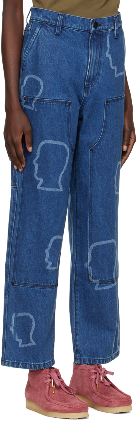 Brain Dead Navy Double Knee Jeans Brain Dead