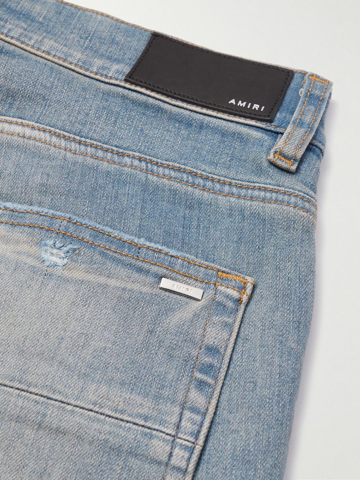 AMIRI - Skinny-Fit Appliquéd Distressed Jeans - Blue Amiri