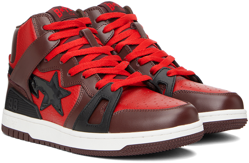 BAPE Red & Brown Sta 93 Hi Sneakers A Bathing Ape