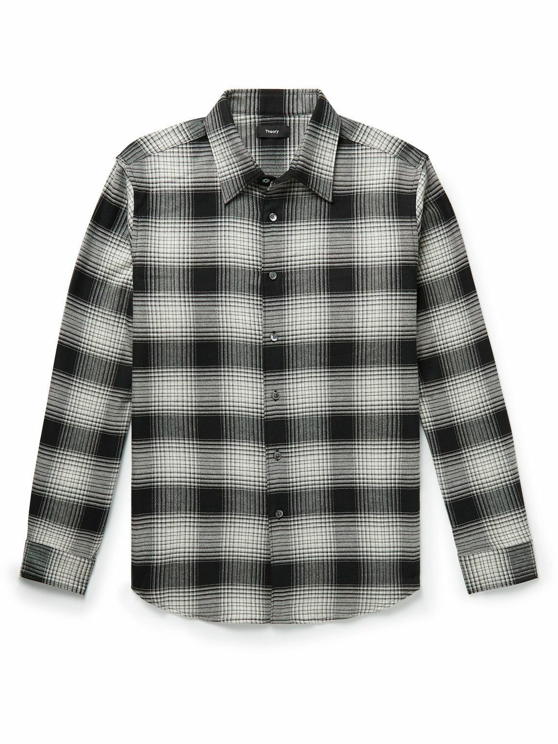 Theory - Noll Luxe Checked Cotton-Flannel Shirt - Gray Theory