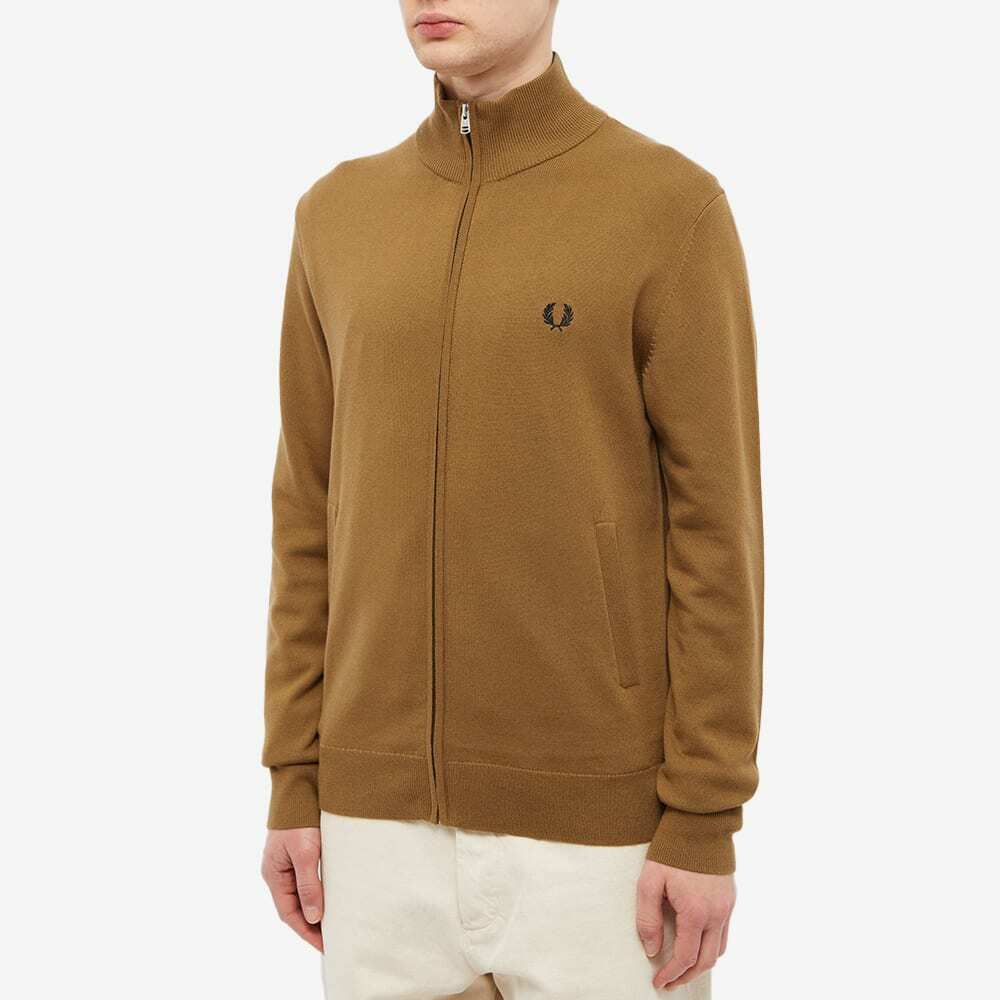 Fred Perry Men's Classic Zip Through Cardigan in Shaded Stone Fred Perry