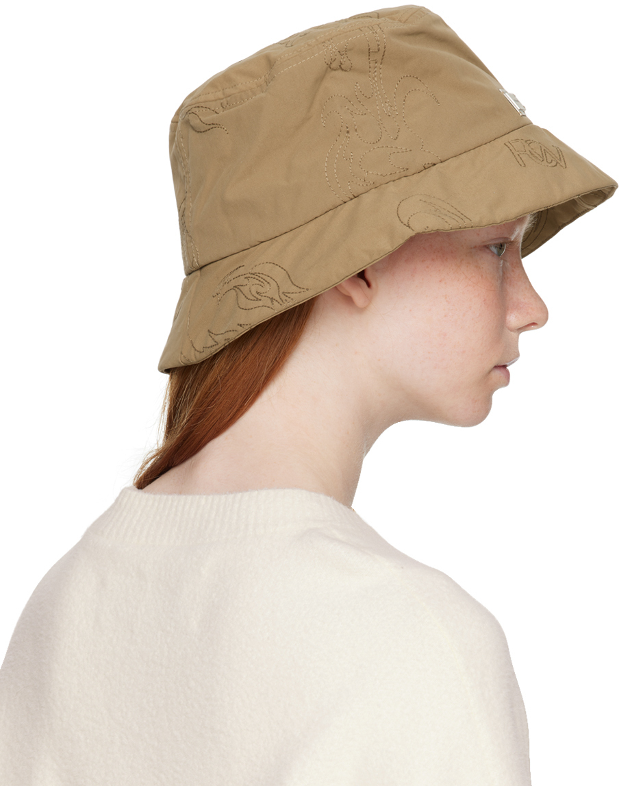 Feng Chen Wang Khaki Quilted Bucket Hat Feng Chen Wang