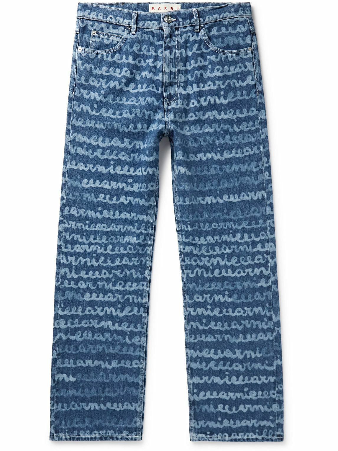 Marni - Straight-Leg Logo-Detailed Bleached Jeans - Blue Marni