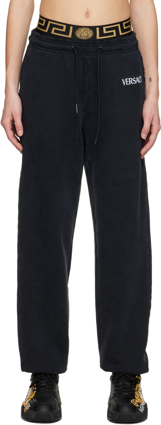 Versace Underwear Black Distressed Lounge Pants Versace Underwear