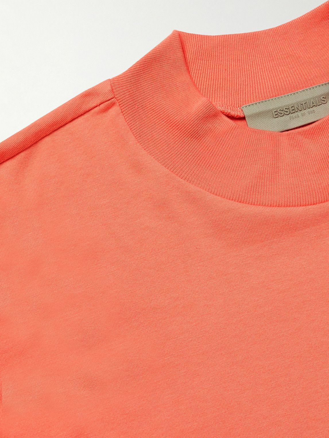 FEAR OF GOD ESSENTIALS - Logo-Flocked Cotton-Jersey T-Shirt - Orange ...