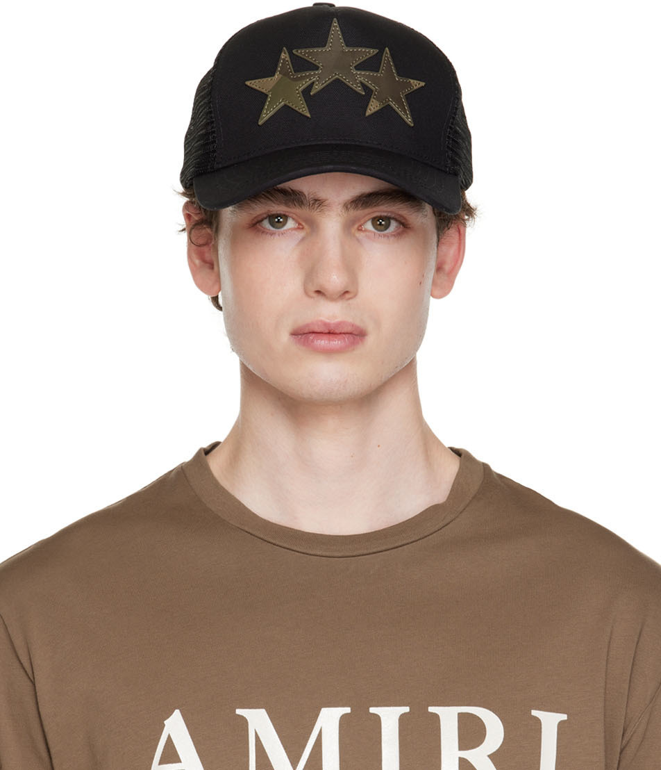 AMIRI Black 3 Star Trucker Cap Amiri