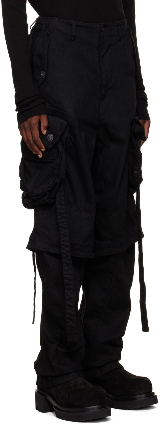 Julius Black Layered Gas Mask Cargo Pants Julius