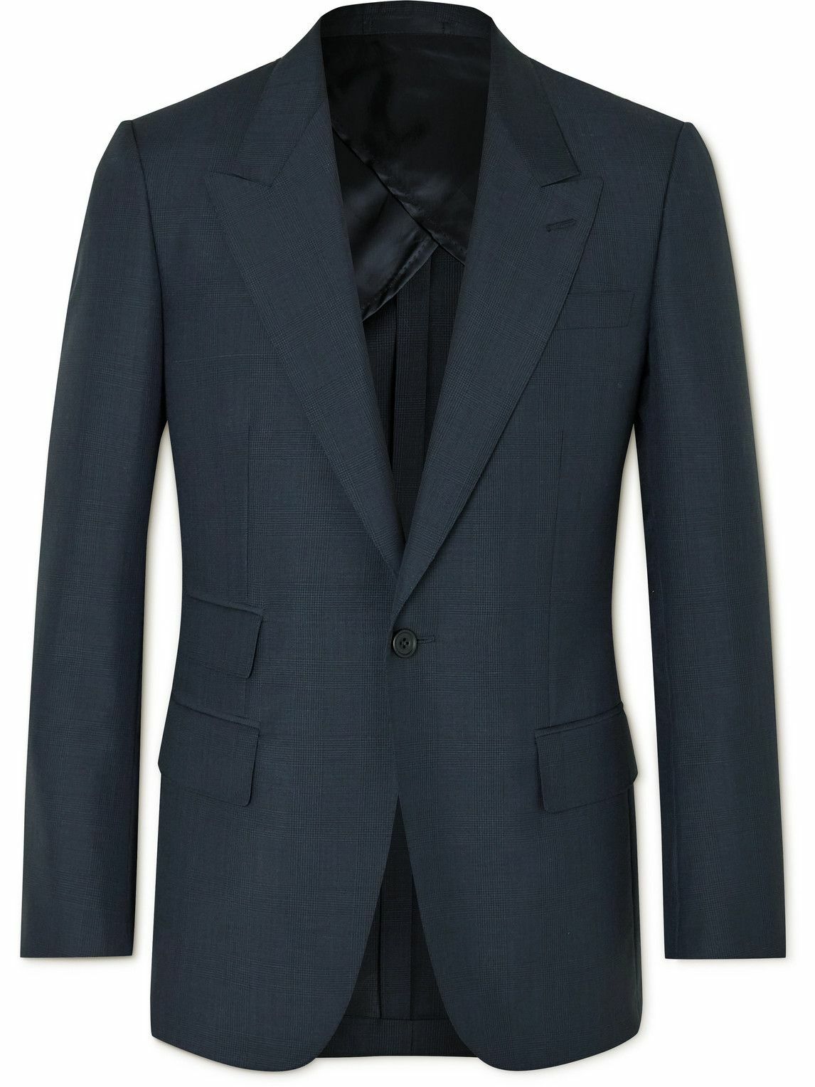 Kingsman - Slim-Fit Checked Mohair and Wool-Blend Suit Jacket - Blue ...