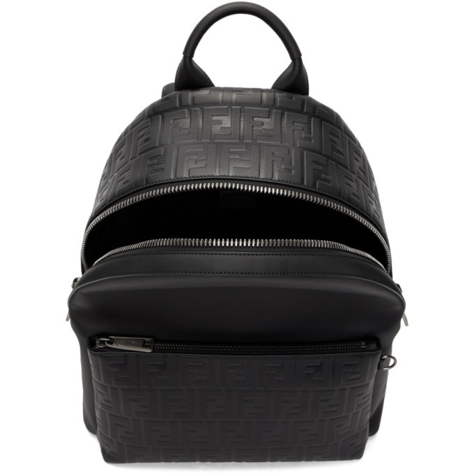 Fendi Black Embossed Forever Fendi Backpack Fendi
