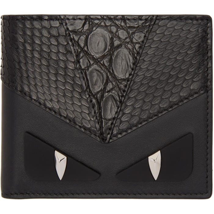 Fendi Black Snakeskin Bag Bugs Wallet Fendi