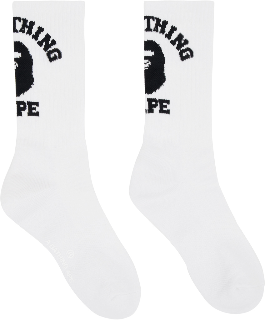 BAPE White College Socks A Bathing Ape