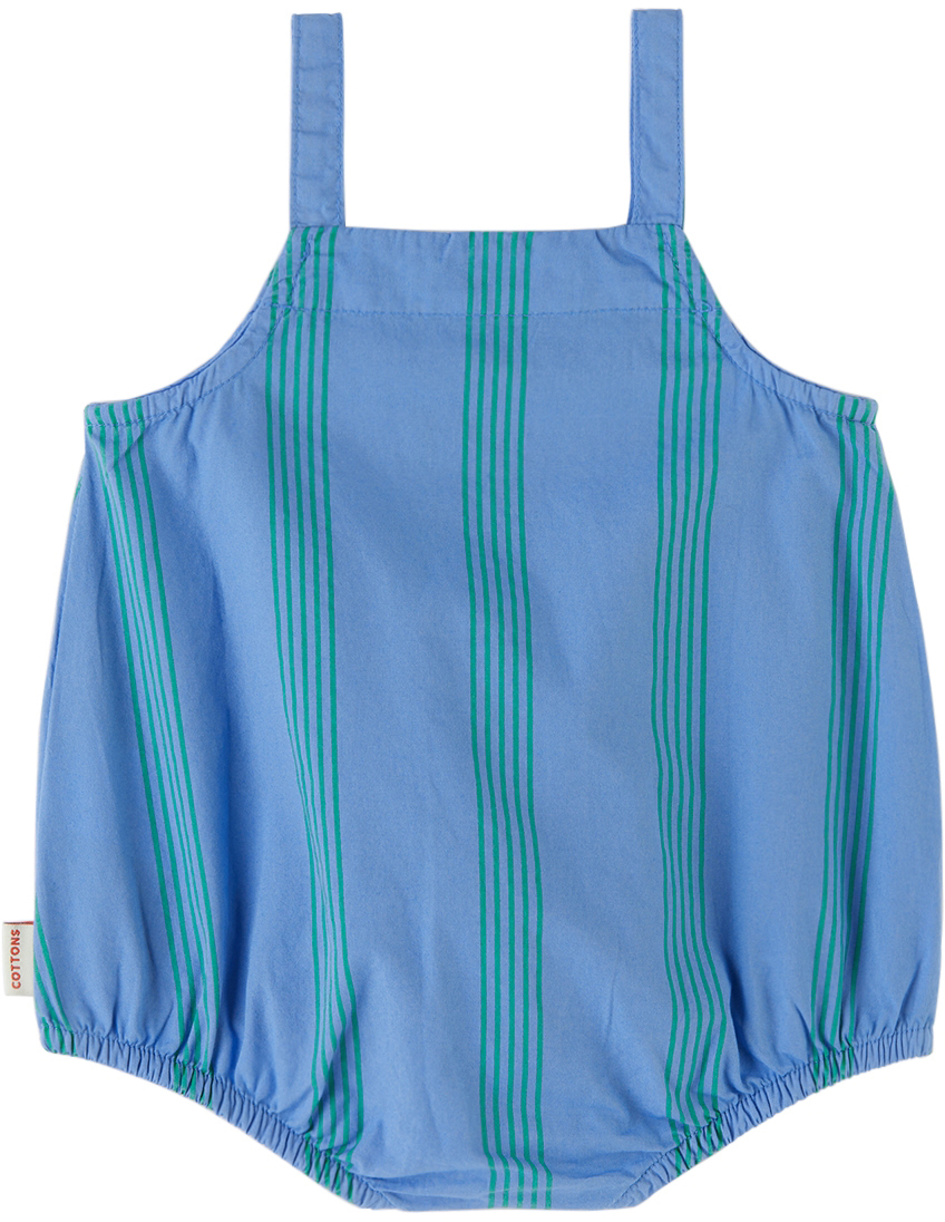 TINYCOTTONS Baby Blue & Green Lines Bodysuit