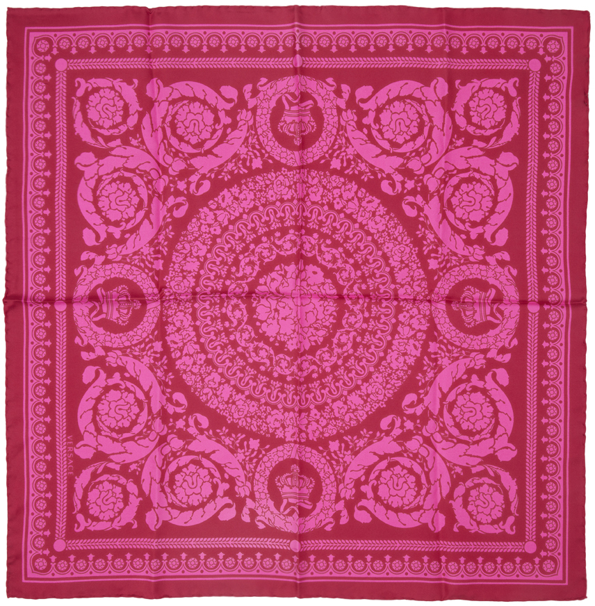 Versace Pink & Red Baroque Scarf Versace